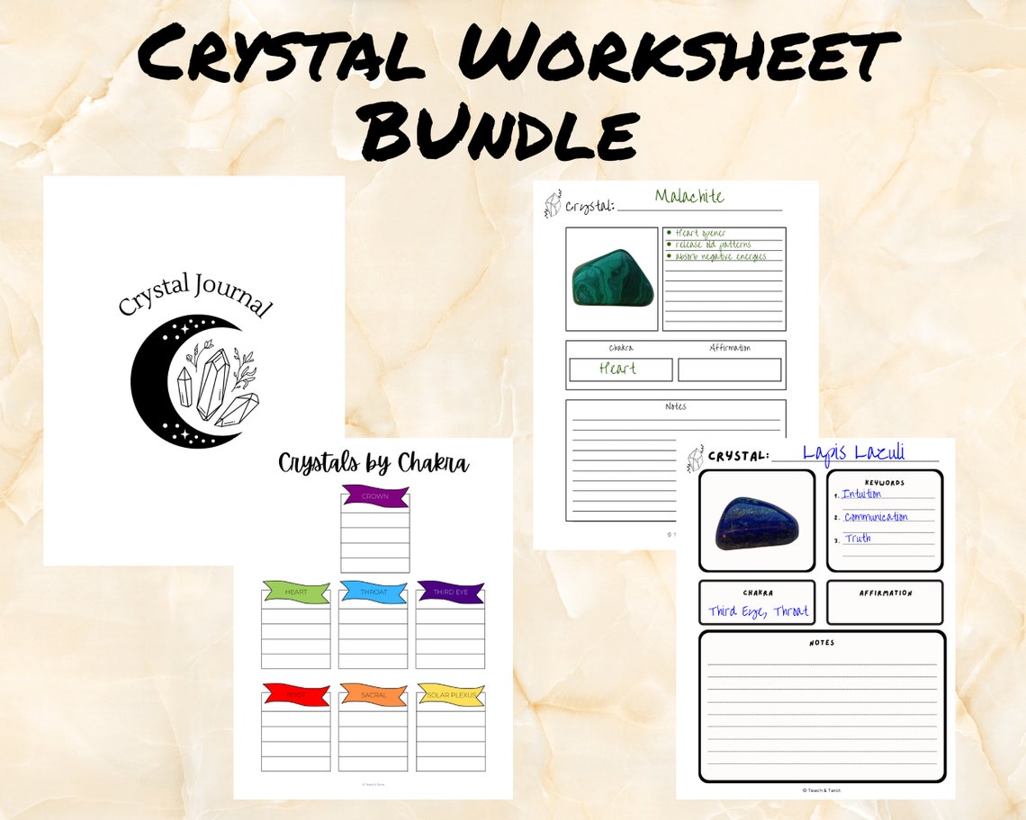 Crystal Worksheet Bundle Printable Crystal Journal Crystal Workbook ...