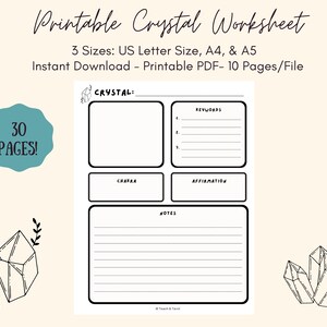 Crystal Worksheet Bundle | Printable Crystal Journal | Crystal Workbook ...