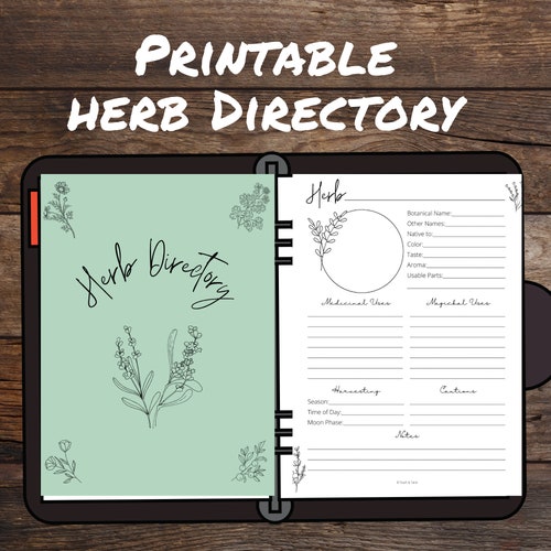 Herb Directory Printable Herbs Fact Sheets Herb Journal | Etsy