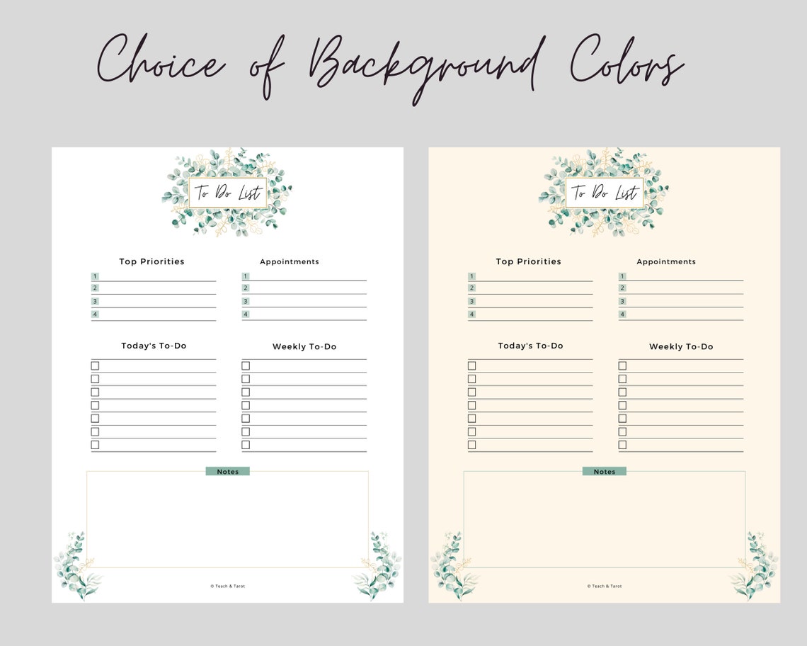 Eucalyptus To-do List Printable | Modern Daily Planner (instant ...