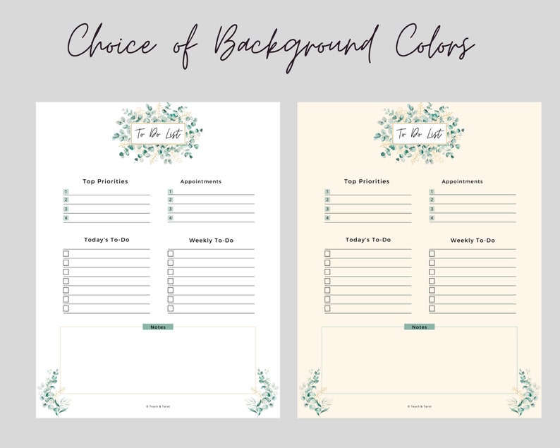 Eucalyptus To-do List Printable | Modern Daily Planner (instant ...