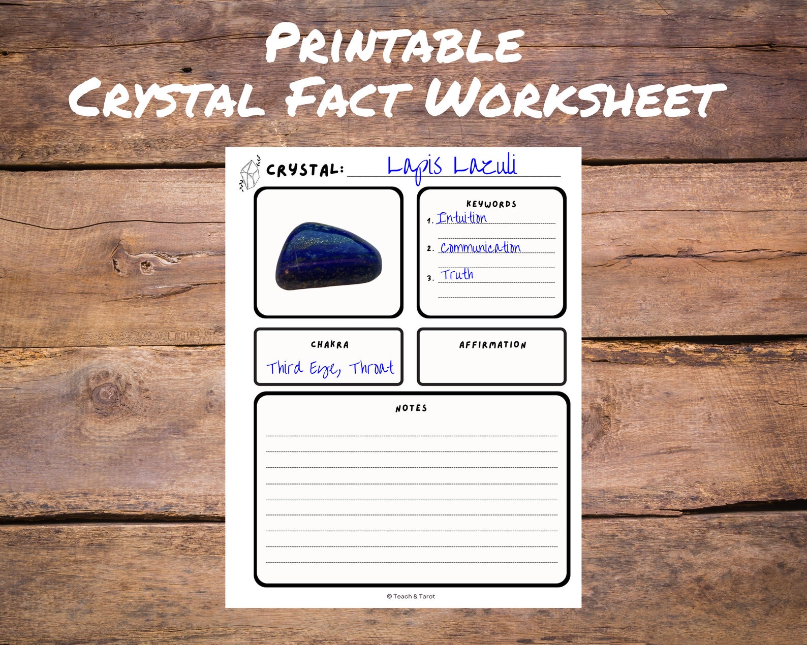 Crystal Worksheet | Printable Crystal Journal | Crystal Workbook ...