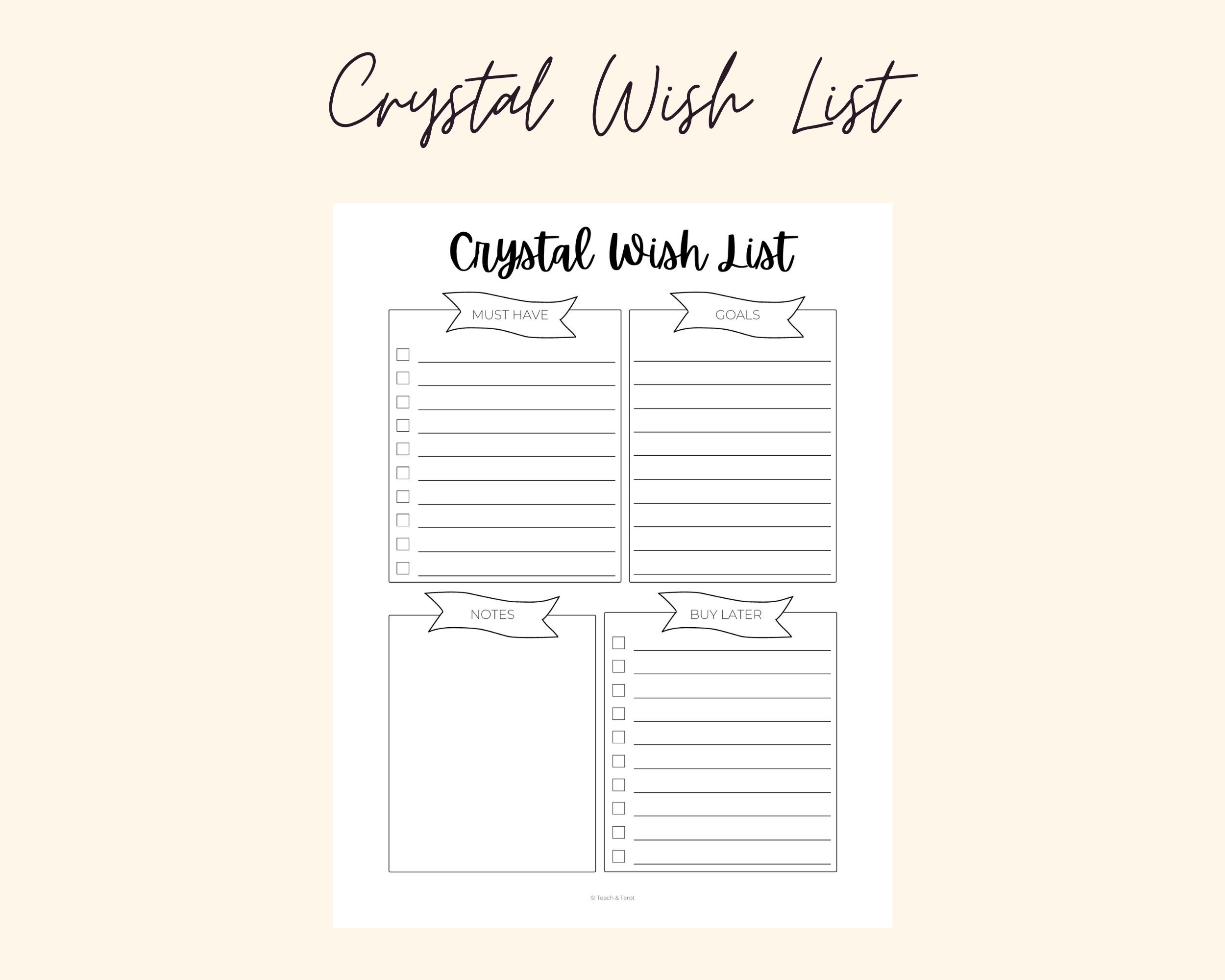 Crystal Inventory List Printable | Collection Tracker, Wishlist ...