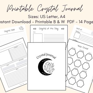 Crystal Worksheet Bundle | Printable Crystal Journal | Crystal Workbook ...