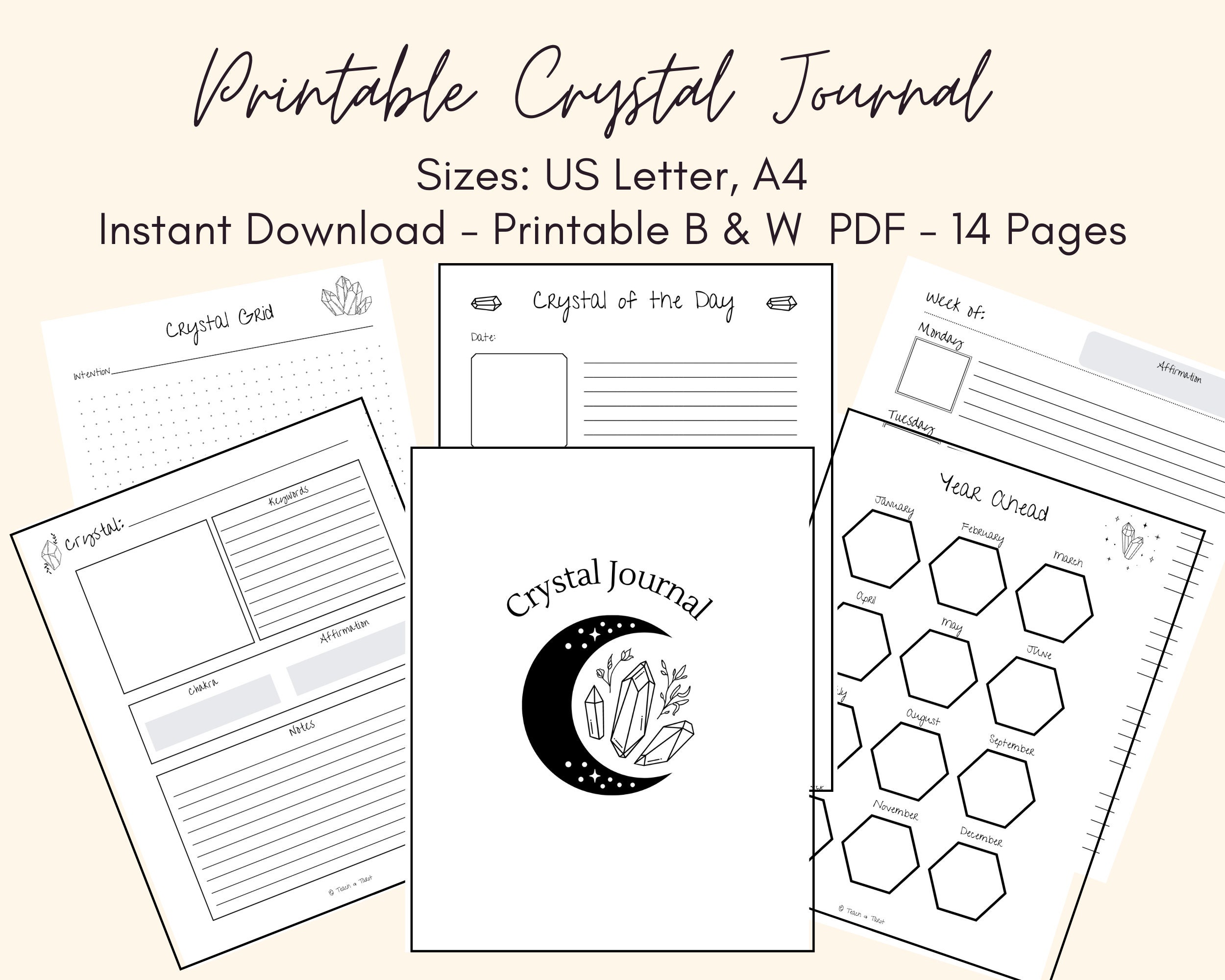 Crystal Worksheet Bundle | Printable Crystal Journal | Crystal Workbook ...