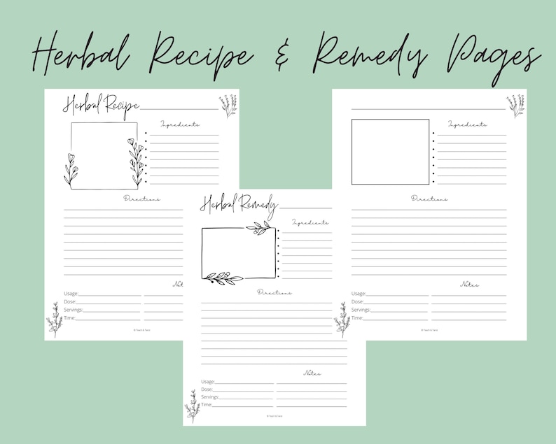 Printable Herb Directory Journal | Fact Sheets, Recipes (PDF) - Etsy