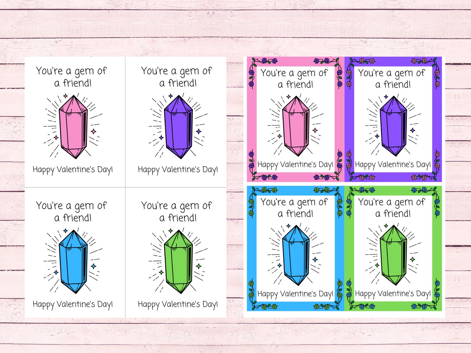 Crystal Valentine's Day Cards for Kids | Gemstone Classroom Valentines ...