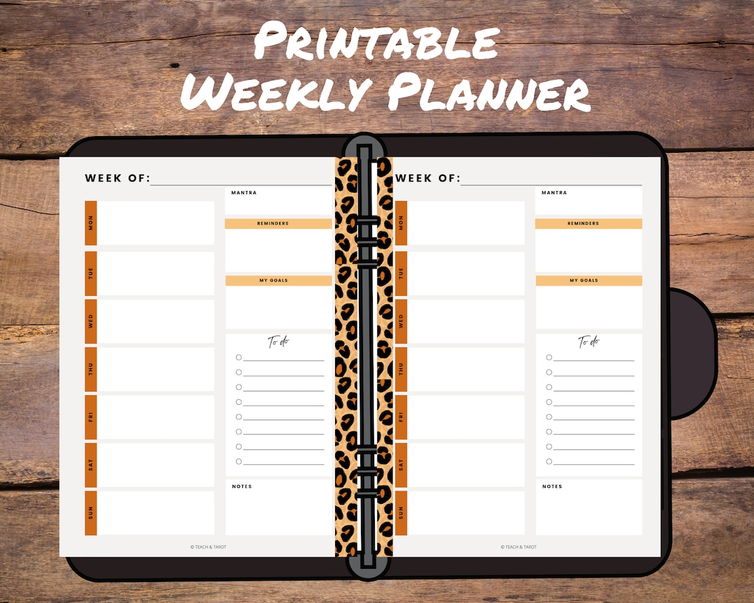 Cheetah Print Weekly Planner Printable | US Letter, A4 (instant ...