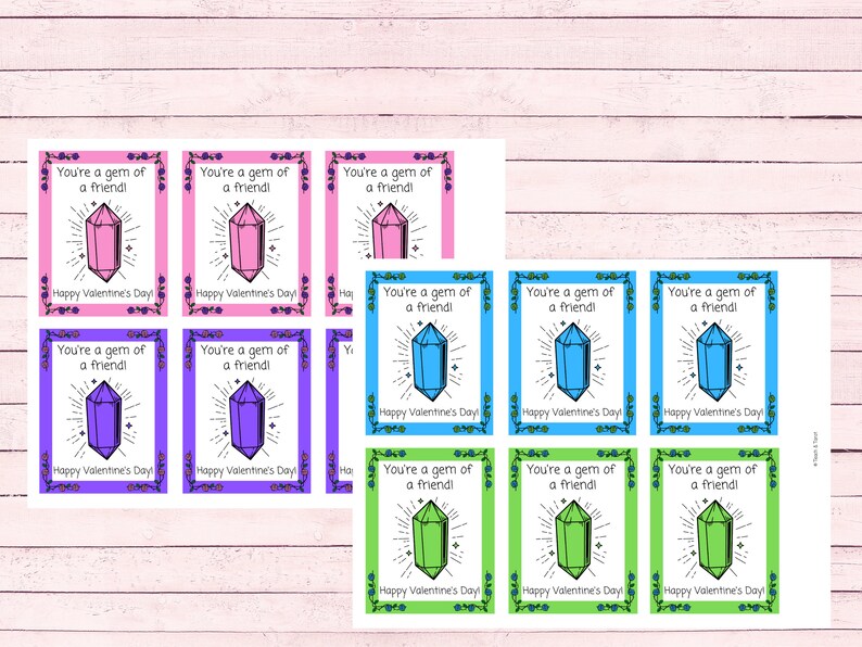 Crystal Valentine's Day Cards for Kids | Gemstone Classroom Valentines ...