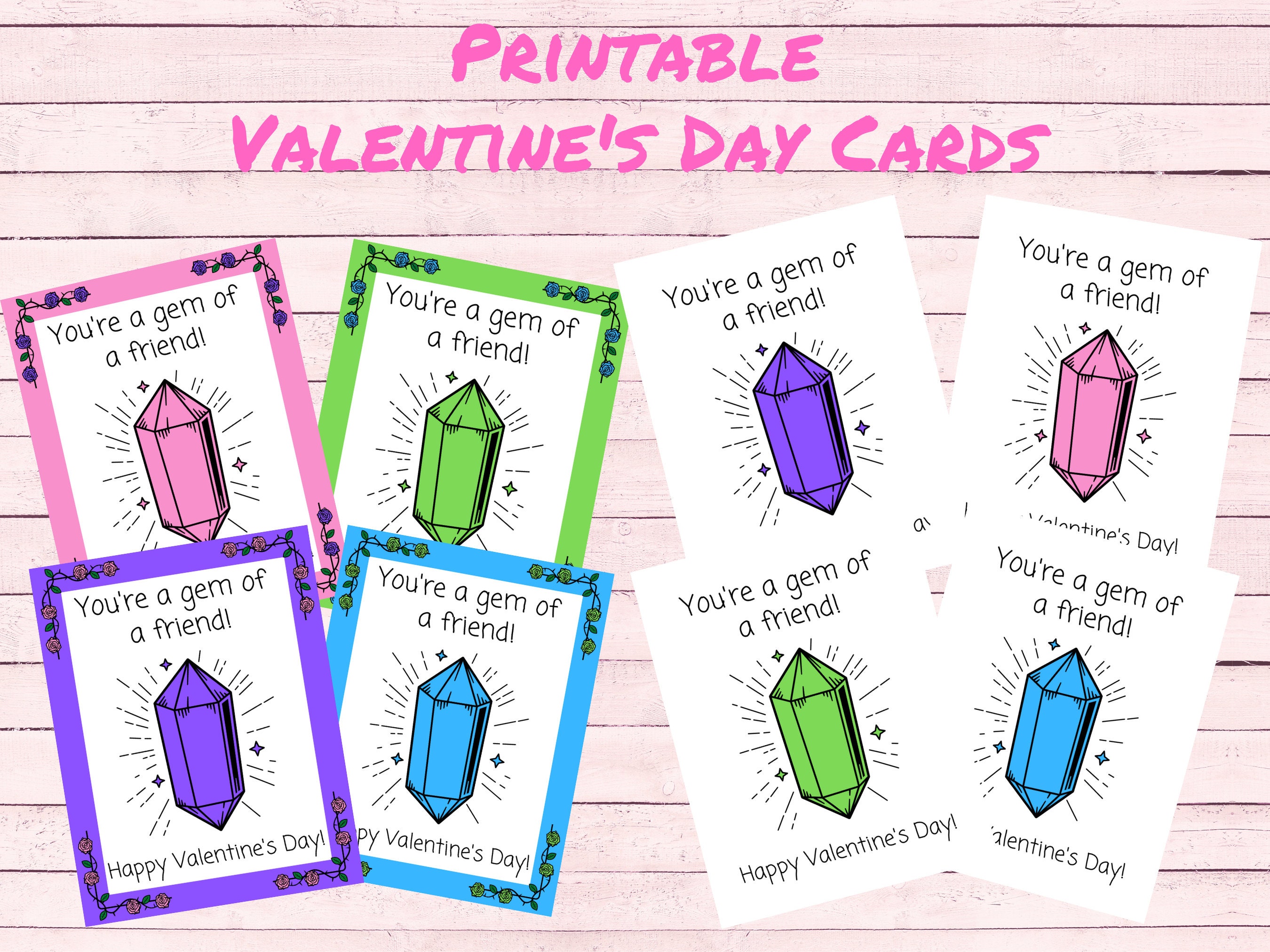 Crystal Valentine's Day Cards for Kids | Gemstone Classroom Valentines ...