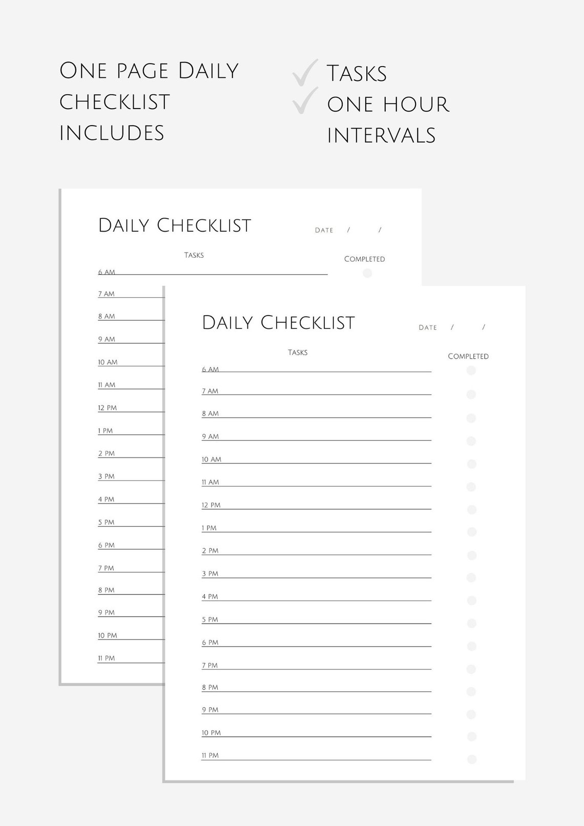 A4 Daily Checklist, Timed Daily Checklist, Daily To-do List, Printable ...