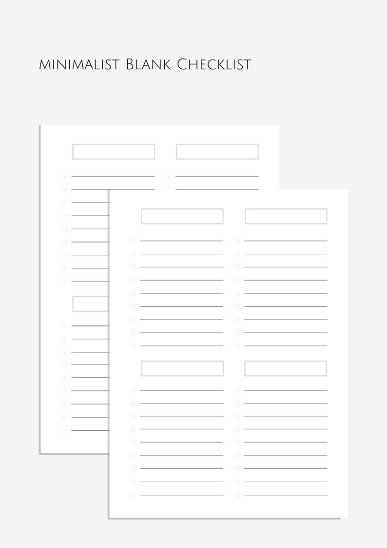 A4 Blank Checklist, Multi-category Checklist, Printable Blank Checklist ...