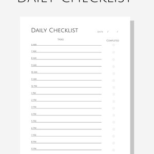 A4 Daily Checklist, Timed Daily Checklist, Daily To-do List, Printable ...