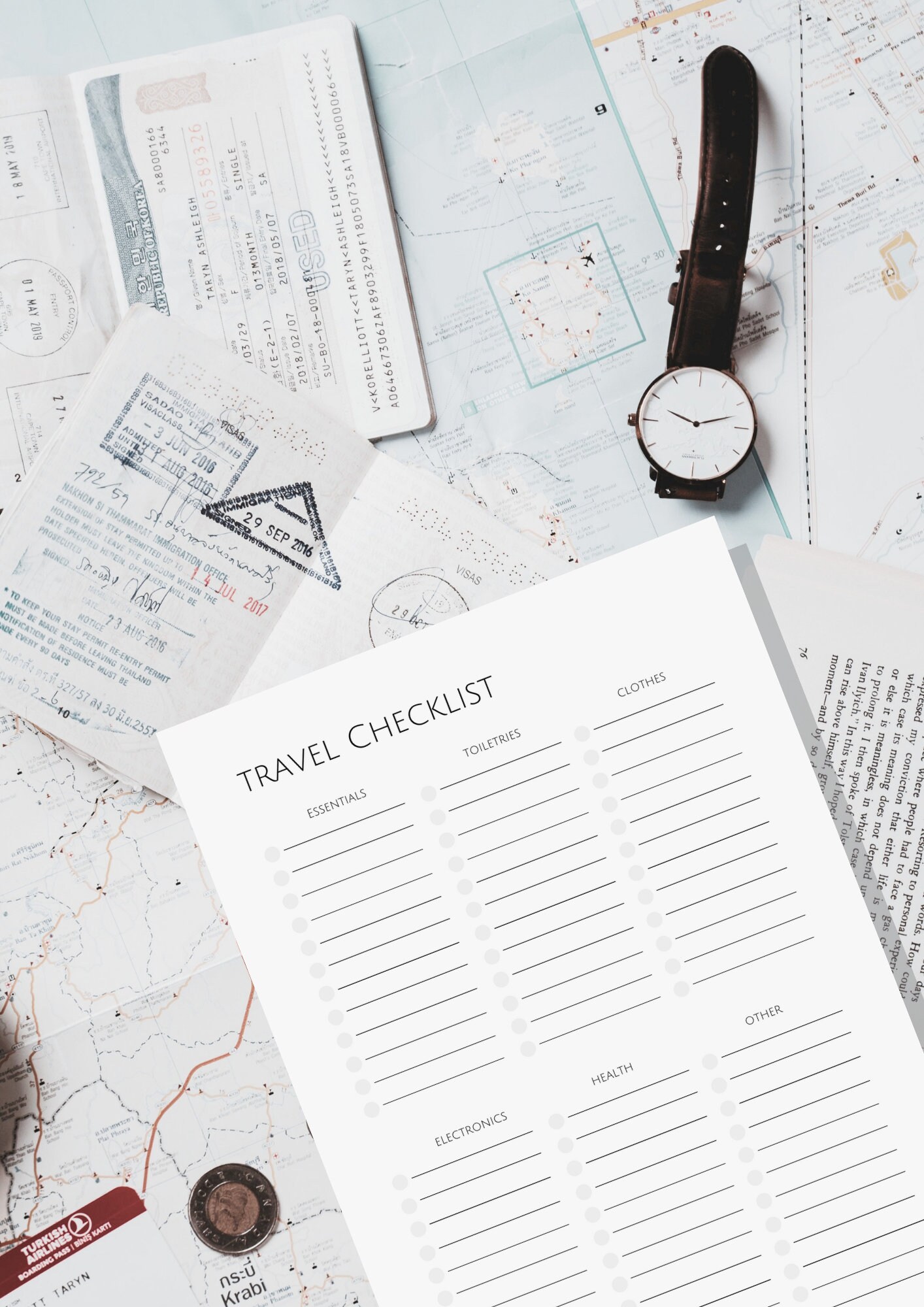A4 Travel Checklist, Printable Travel Planner, Packing List, Trip ...