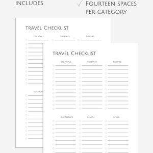 A4 Travel Checklist, Printable Travel Planner, Packing List, Trip ...