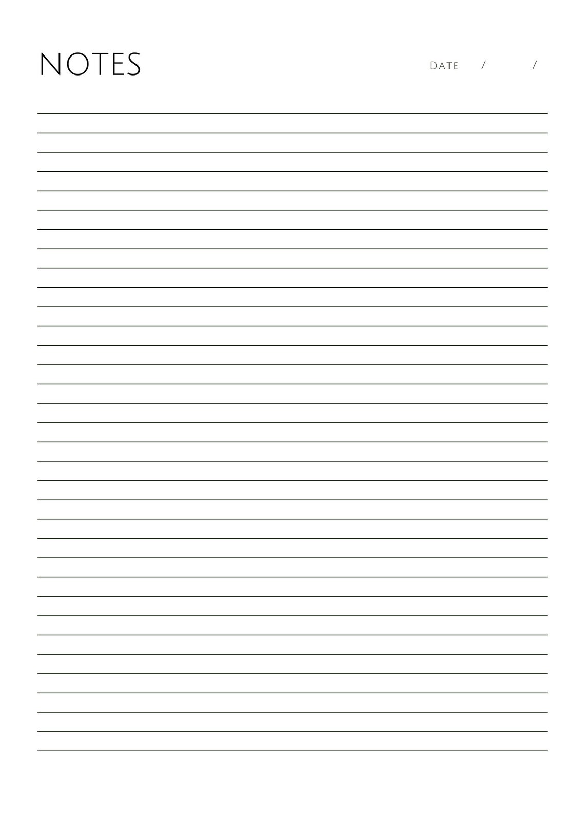 A4 Printable Notes Page, Lined Notes Page, Printable Notes, Notes ...