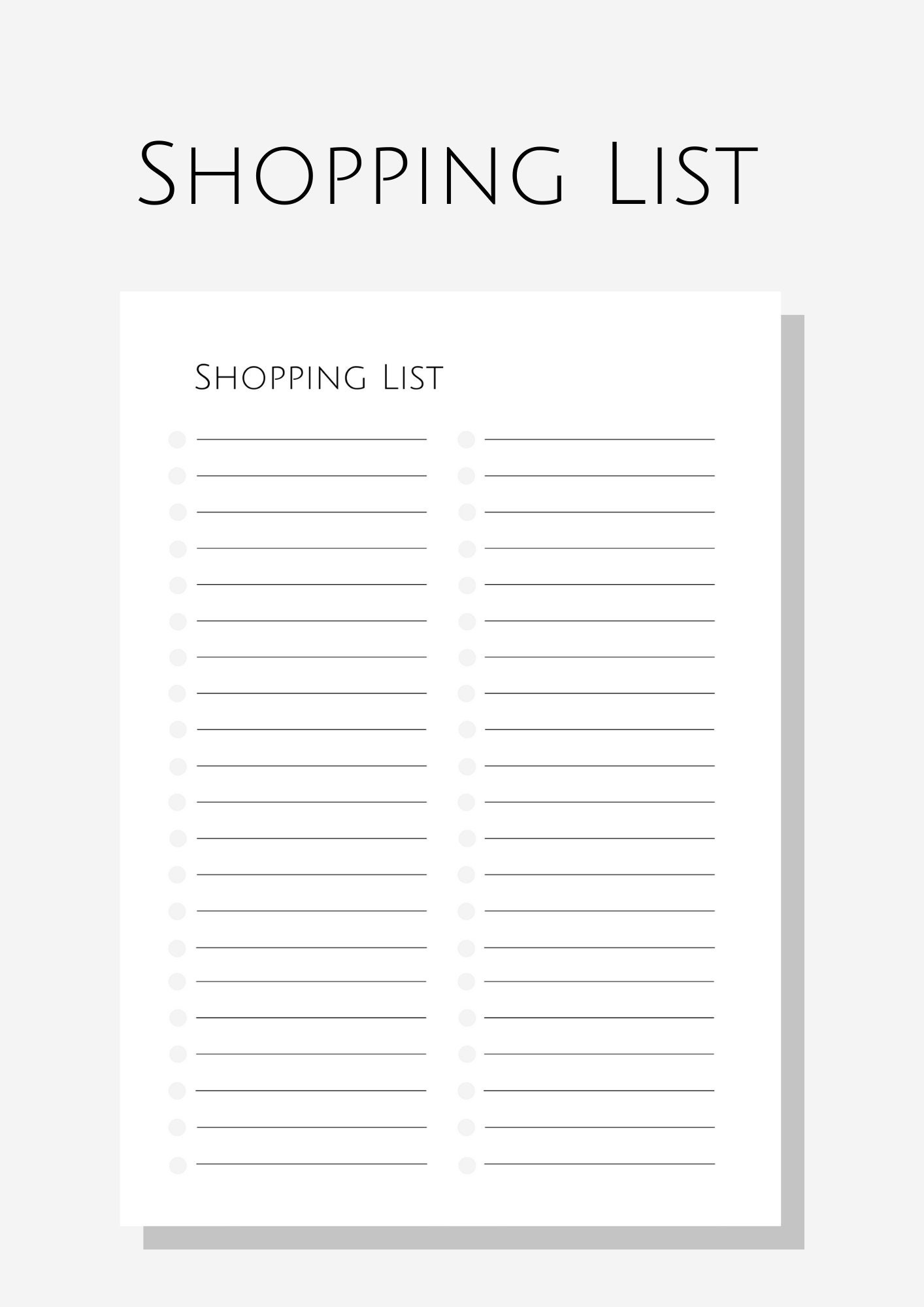 A4 Shopping Checklist, Grocery Checklist, Printable Shopping Checklist ...