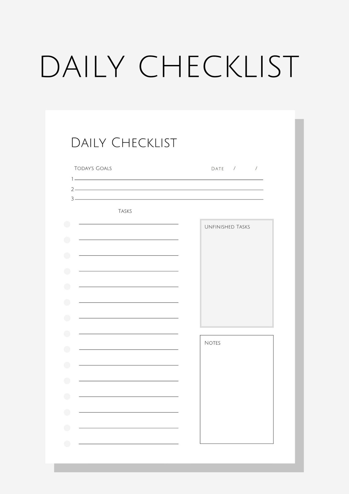 A4 Daily Checklist, Daily Routine, Daily To-do List, Daily Routine ...