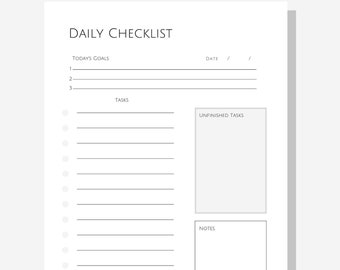 A4 Daily Checklist, Timed Daily Checklist, Daily To-do List, Printable ...