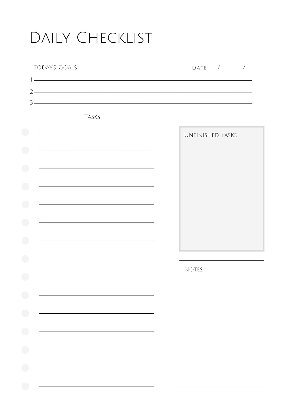 A4 Daily Checklist, Daily Routine, Daily To-do List, Daily Routine ...