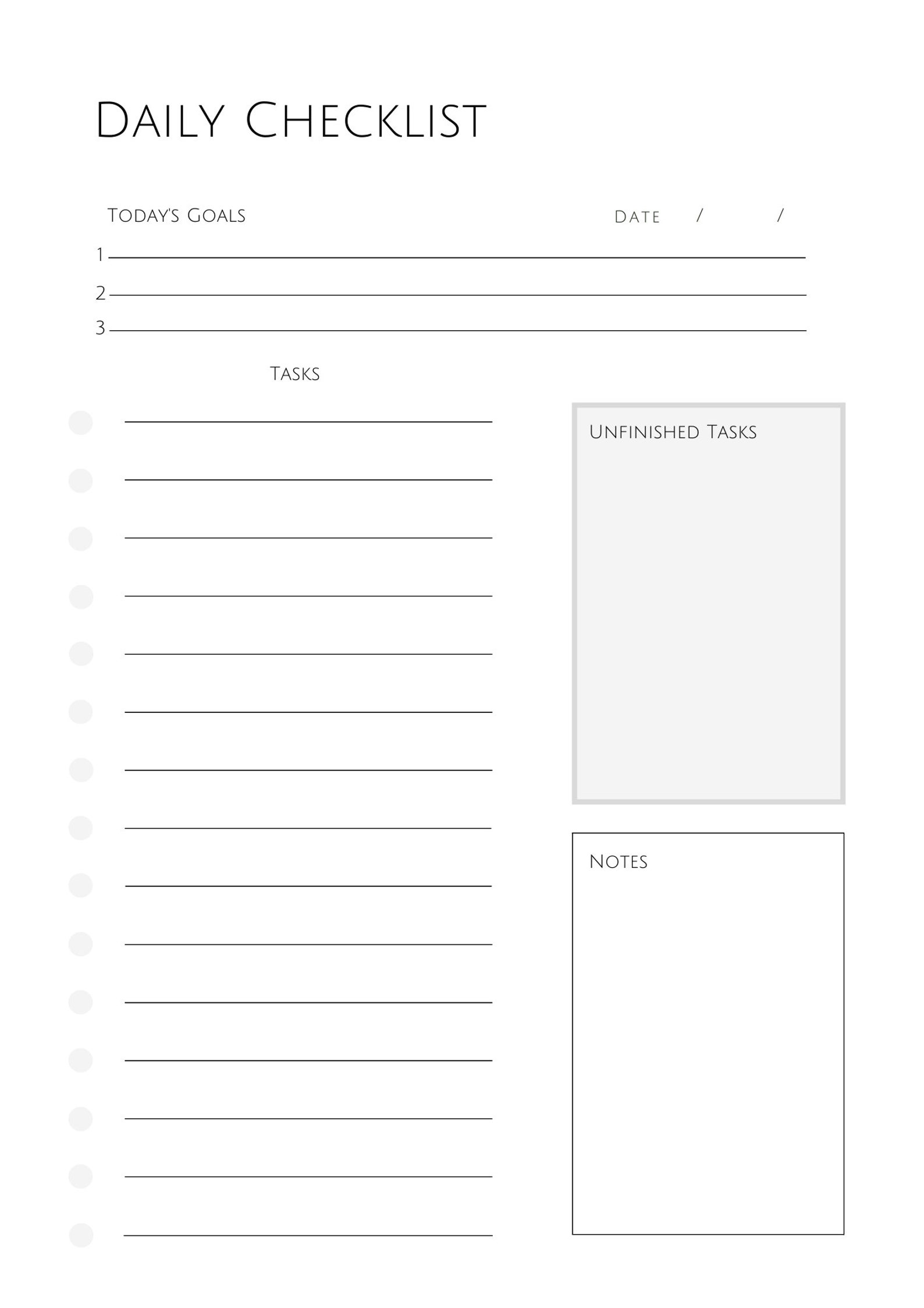 A4 Daily Checklist, Daily Routine, Daily To-do List, Daily Routine ...
