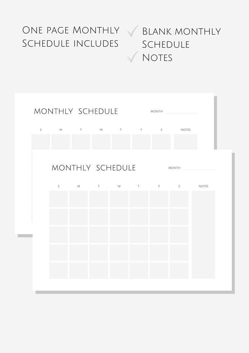 A4 Monthly Schedule, Blank Monthly Calendar, Printable Monthly Planner ...