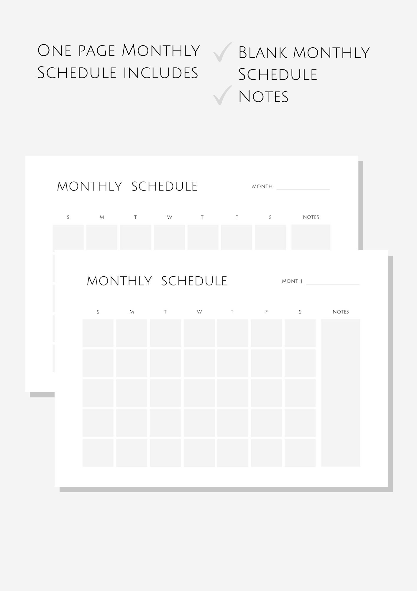 A4 Monthly Schedule, Blank Monthly Calendar, Printable Monthly Planner ...