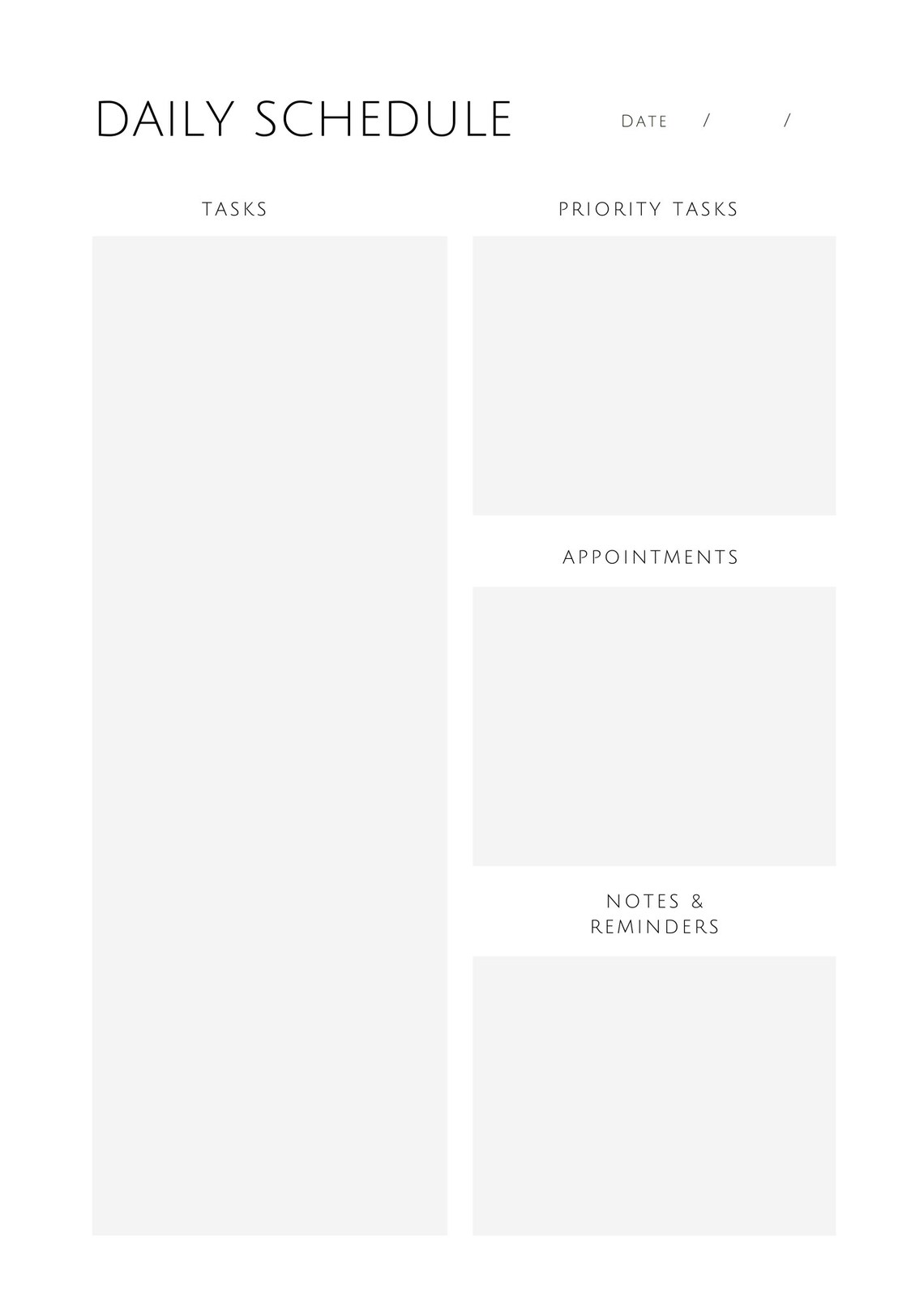 A4 Daily Schedule, Daily Planner, Work Schedule, Daily To-do List ...