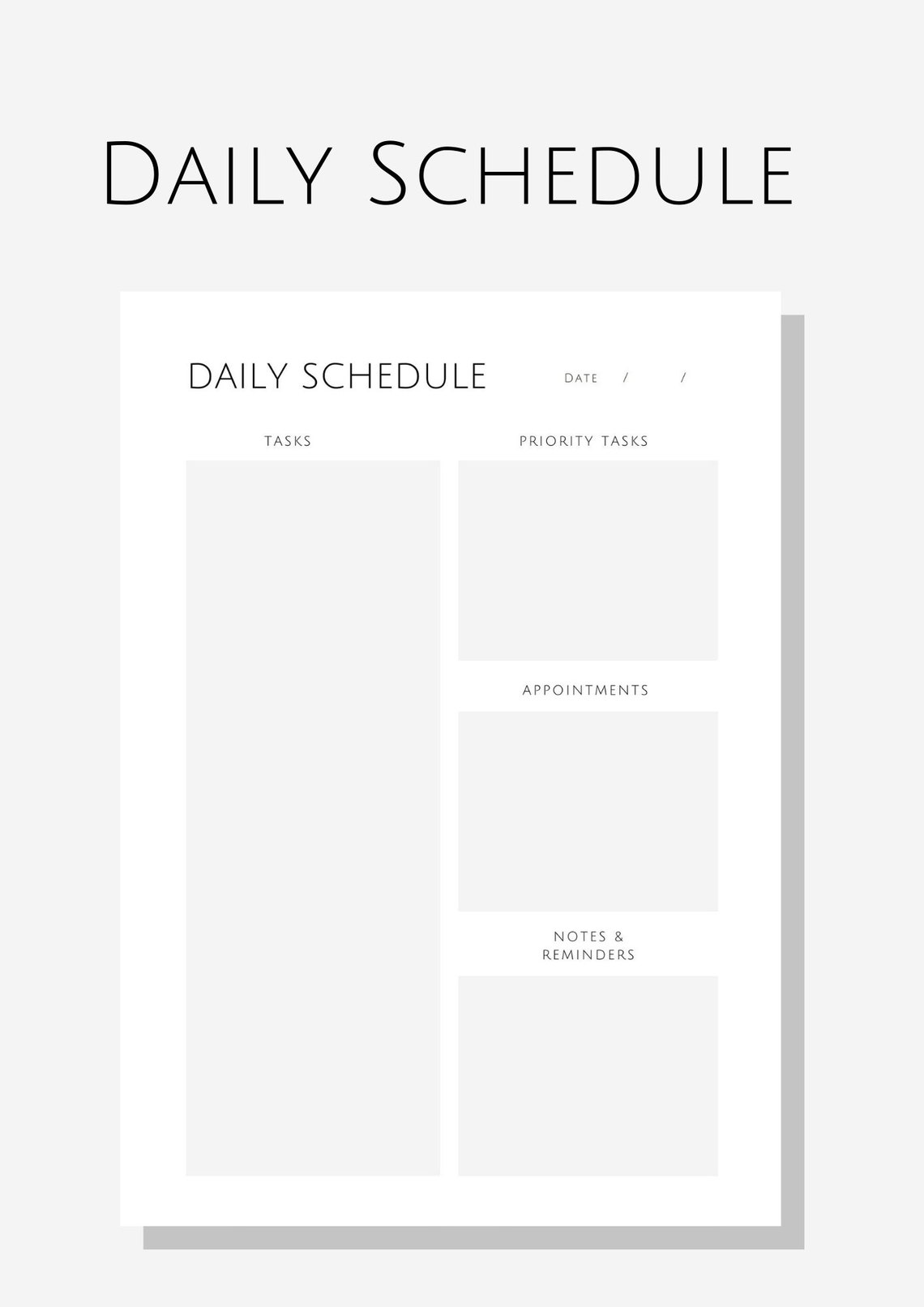 A4 Daily Schedule, Daily Planner, Work Schedule, Daily To-do List ...