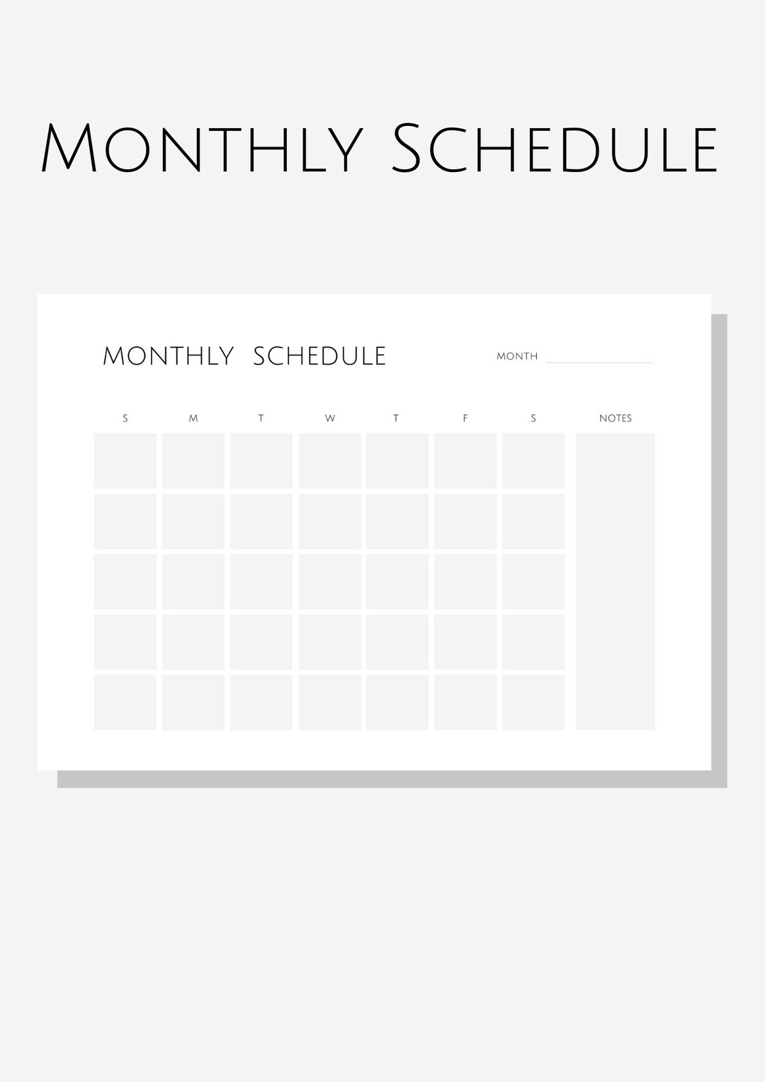 A4 Monthly Schedule, Blank Monthly Calendar, Printable Monthly Planner ...