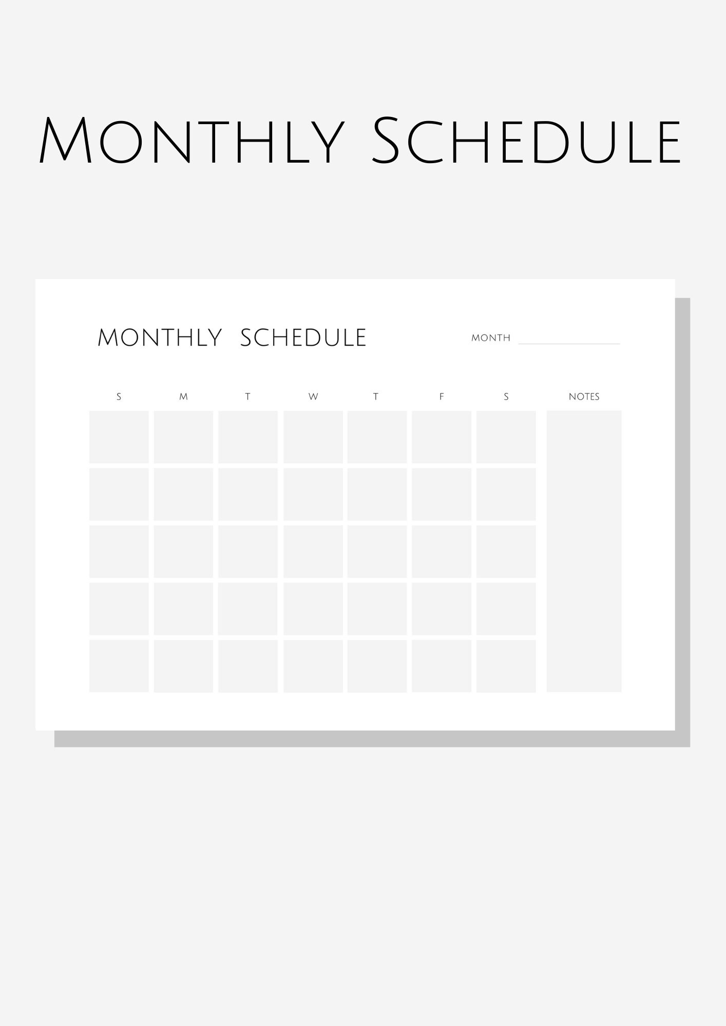 A4 Monthly Schedule, Blank Monthly Calendar, Printable Monthly Planner ...