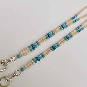 Neutral Wood + Blue, Brown, or Pink Lanyard, Silicone Lanyard, Teacher ...