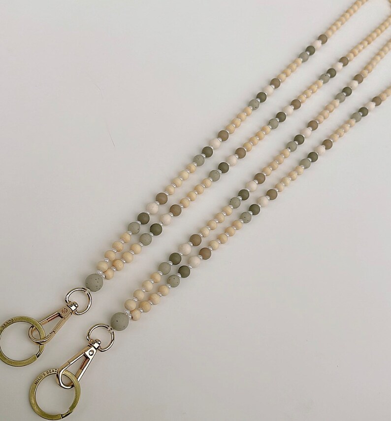 Neutral Wood Blue Brown or Pink Lanyard Silicone Lanyard - Etsy