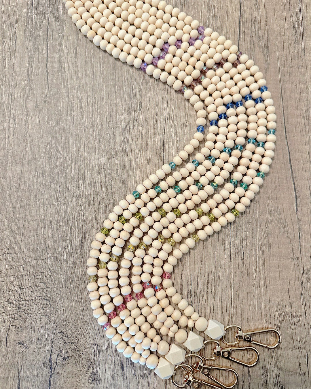 Multi Colored Lanyard, Rainbow Lanyard, Teacher Lanyard, Wood Lanyard ...