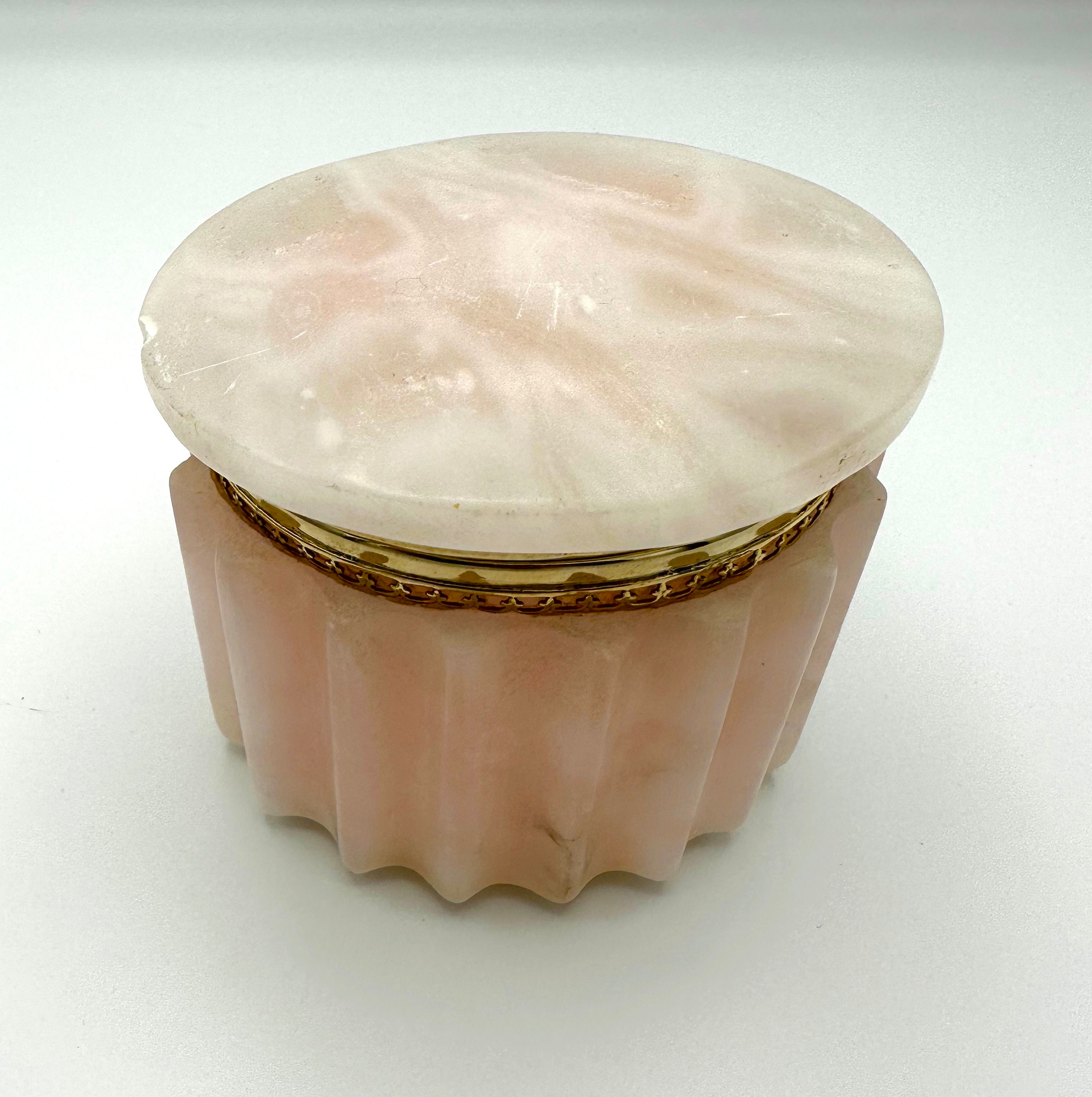 Pink Midcentury Carved Alabaster Hinged Trinket Box - Etsy