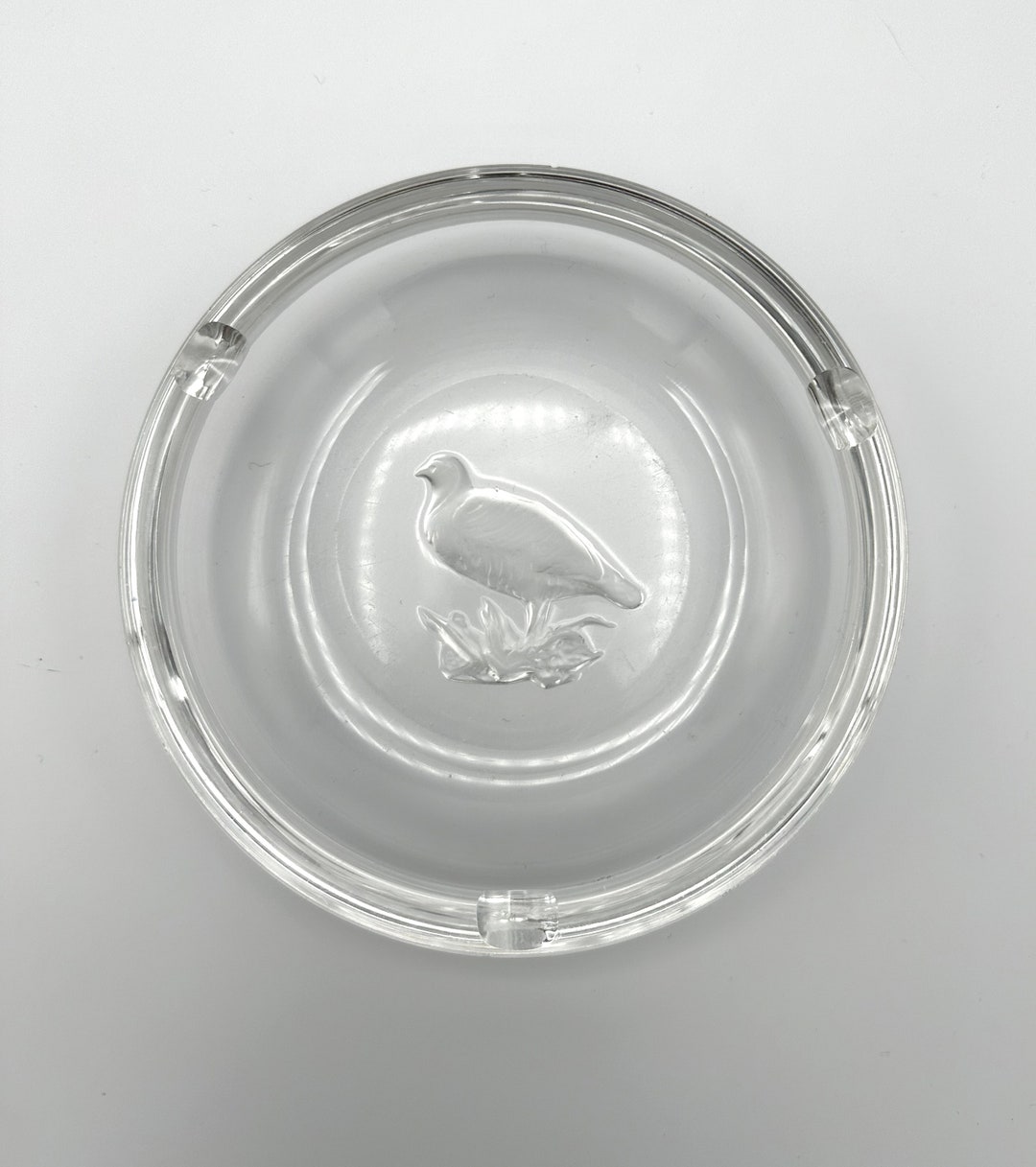 Vintage Clear Val Saint Lambert Ashtray With Bird Intaglio - Etsy