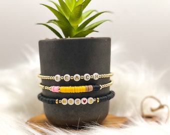 Teacher Bracelets/teacher Gifts/ Pencil Bracelet/heishi Bracelets/ Name Bracelet/teacher ...