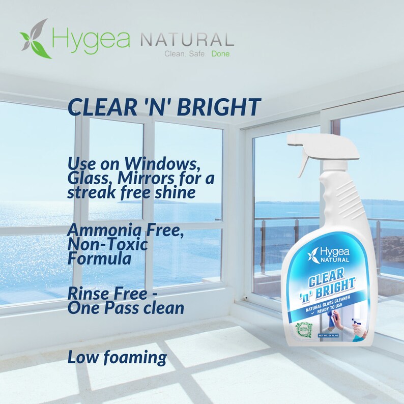 Clear 'n' Bright - Non-toxic, Ammonia Free Natural Glass Cleaner Ready ...