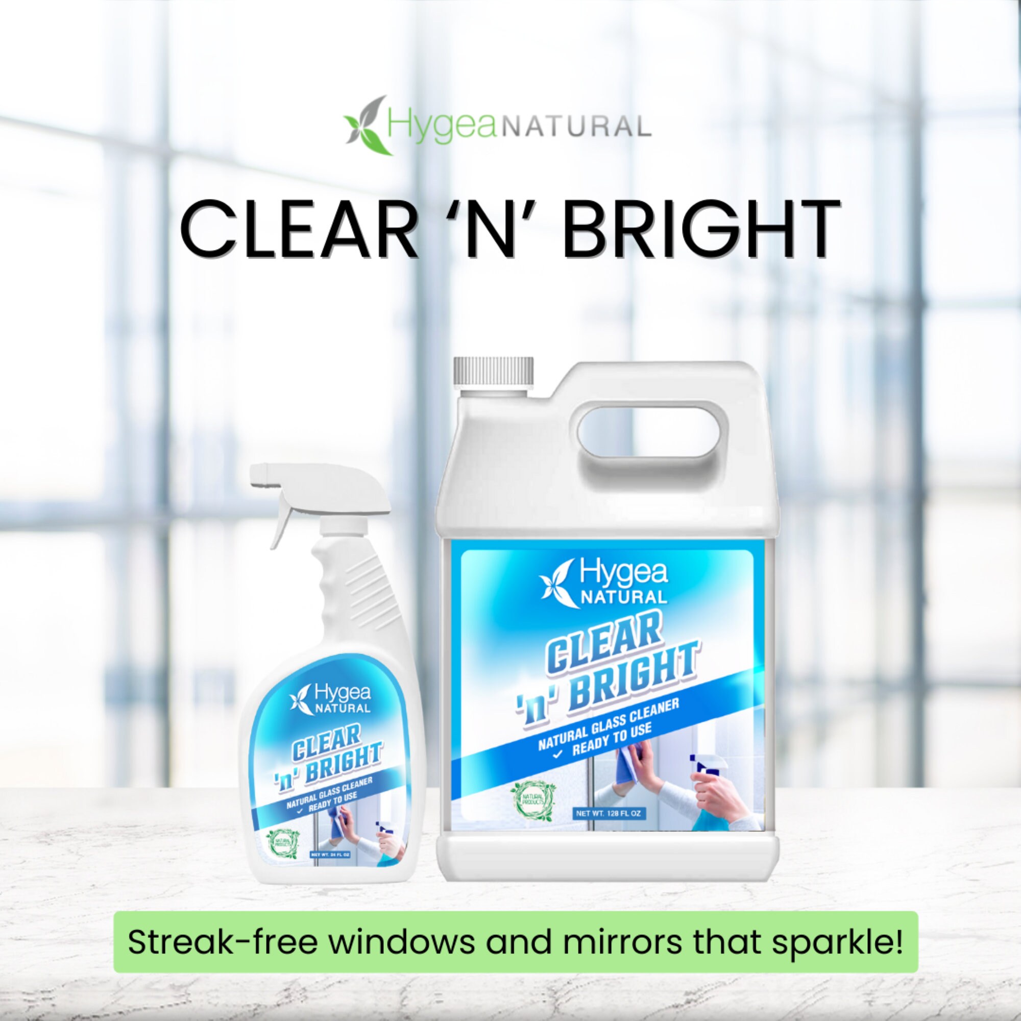 Clear 'n' Bright - Non-toxic, Ammonia Free Natural Glass Cleaner Ready ...