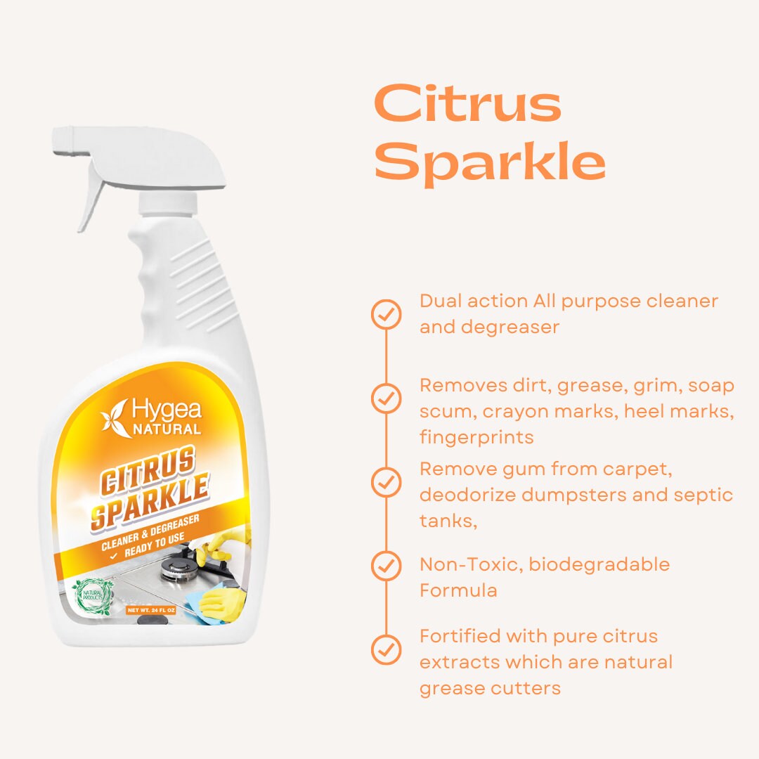 Citrus Sparkle - All Purpose Natural Cleaning Spray, Powerful Degreaser ...