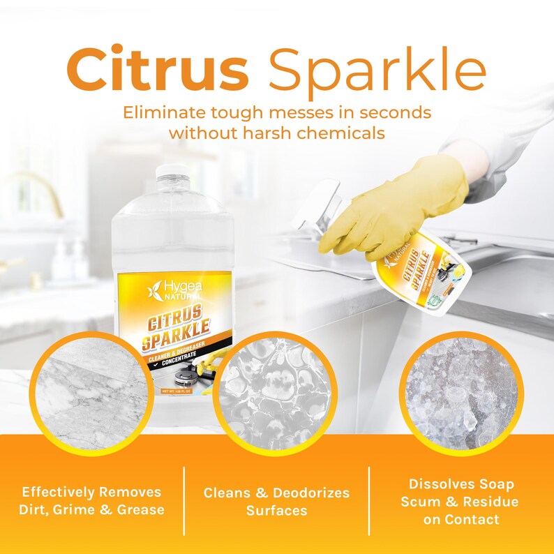 Citrus Sparkle - Natural Cleaner and Degreaser 24oz Spray + 1 Gallon - Etsy