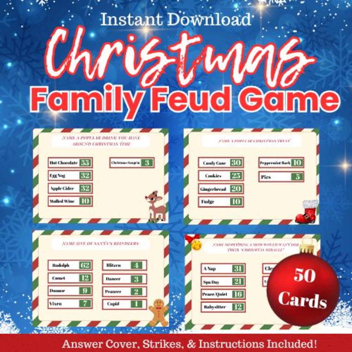 Christmas Family Feud, Christmas Game, Christmas Digital Game ...