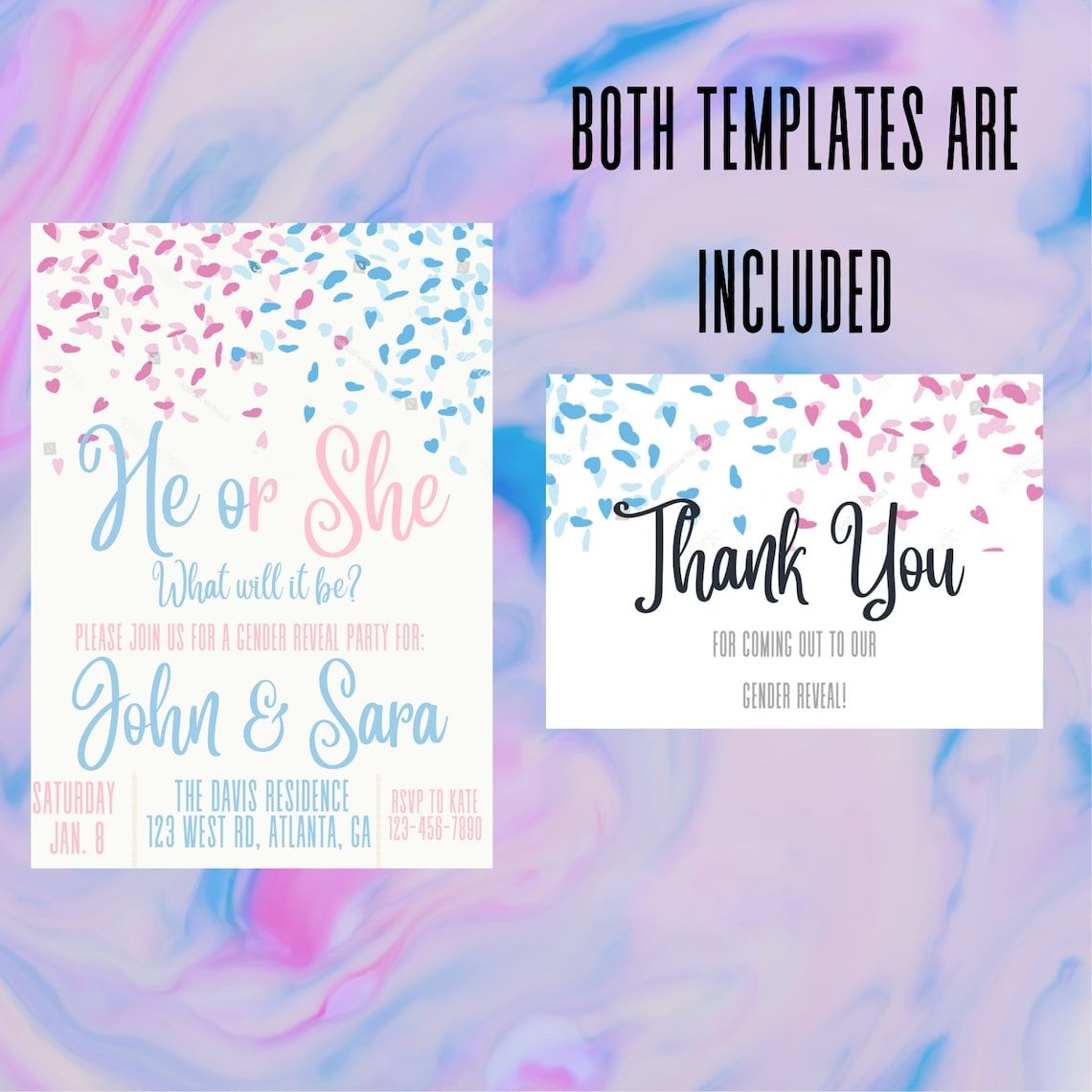 He or She Gender Reveal Template Gender Reveal Template Instant ...