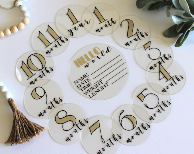 Baby Milestone Acrylic Discs | 12 Months |milestone Age Cards | Baby ...