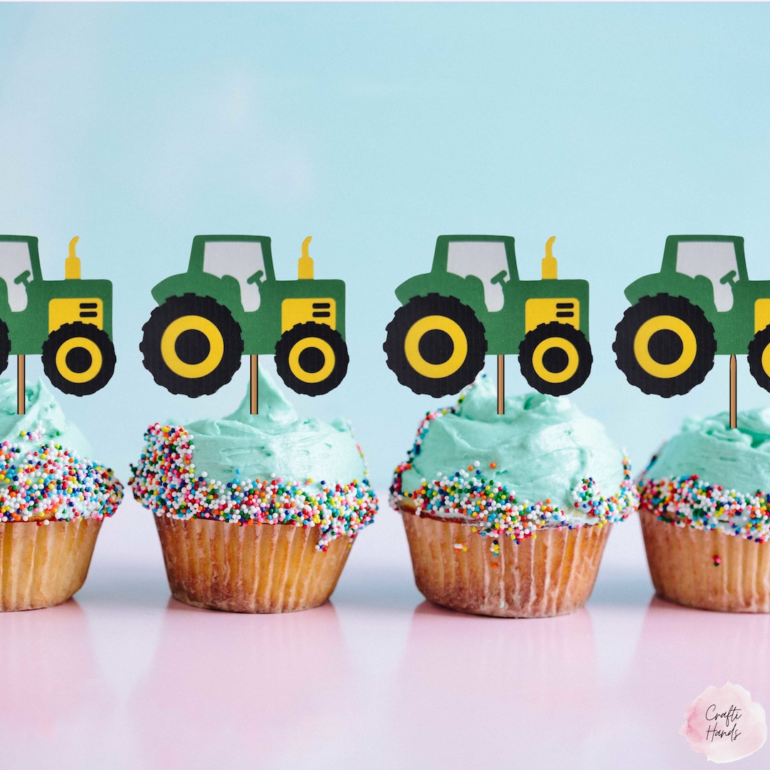 John Deere Tractor Cupcake Toppers: Assembled Party Decoration - Etsy