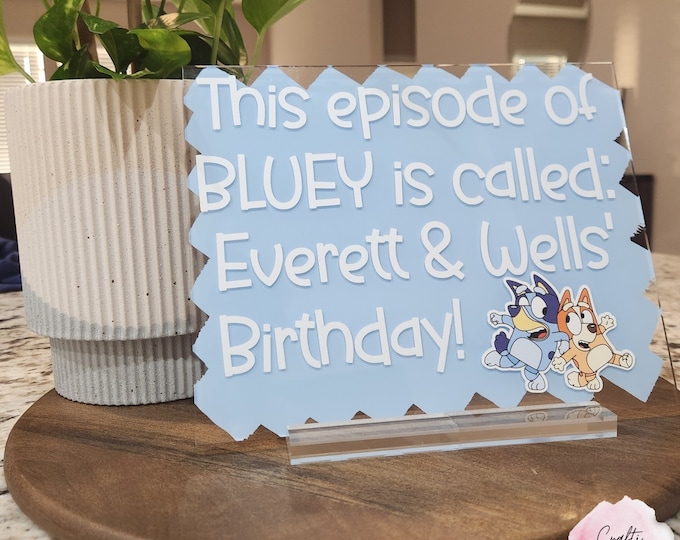Bluey Birthday Party Welcome Sign: Kid's Acrylic Party Signage - Etsy
