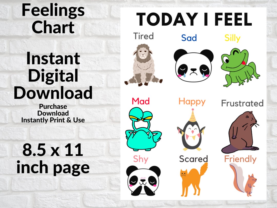 Feelings Chart|feelings|kids Feelings Chart|digital Download|printable ...