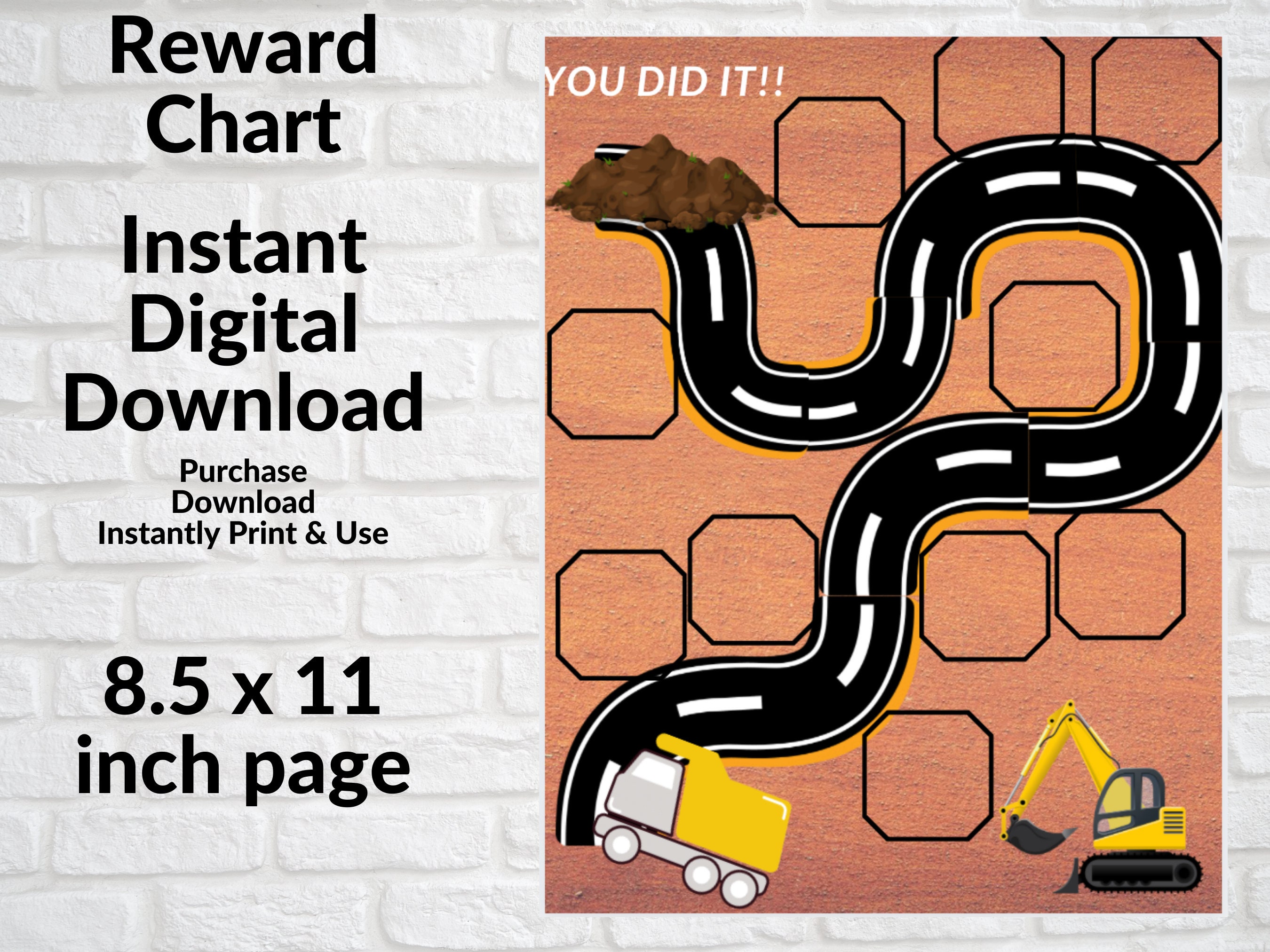 Construction Truck Reward Chart|construction Truck Sticker Chart ...