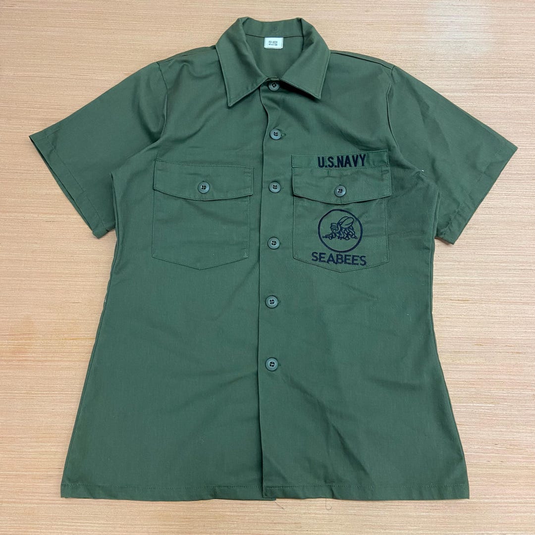 Vintage 1980’s OG-507 U.S. Navy Seabees Short Sleeve Shirt Size 15 1/2 ...