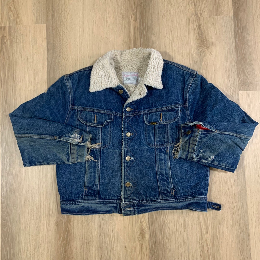 Vintage Lee Storm Rider Sherpa Lined Denim Jacket Size 46 - Etsy